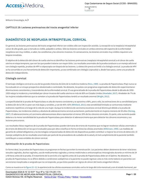 DIAGNÓSTICO DE NEOPLASIA INTRAEPITELIAL CERVICAL | Dayana | uDocz