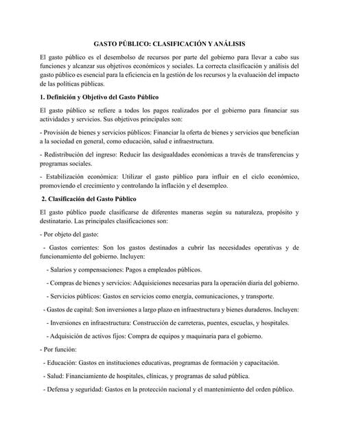 Gasto público: clasificación y análisis | Karla Y. Simental | uDocz