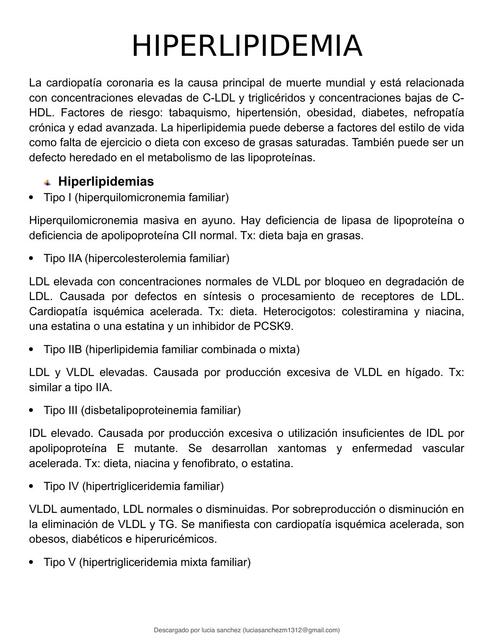 Hiperlipidemia | lucia | uDocz
