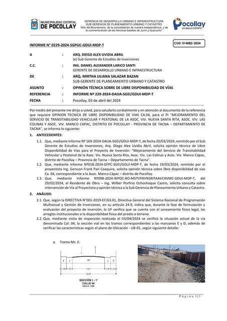 INFORME N SGPUC GDUI MDP T disponibilidad santa ri | Gersson Frank | uDocz
