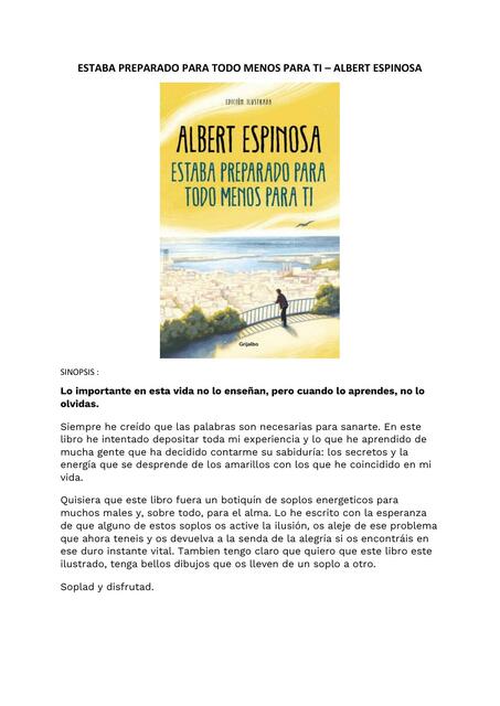 ESTABA PREPARADO PARA TODO MENOS PARA TI ALBERT ES | Sara | uDocz