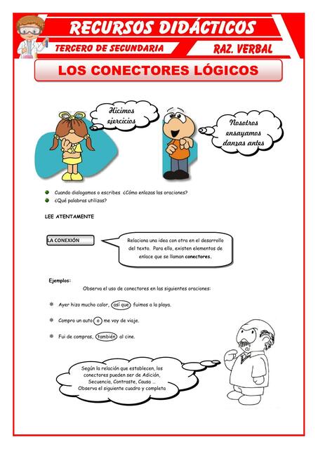 Los Conectores Lógicos para Tercero de Secundaria | Carla | uDocz