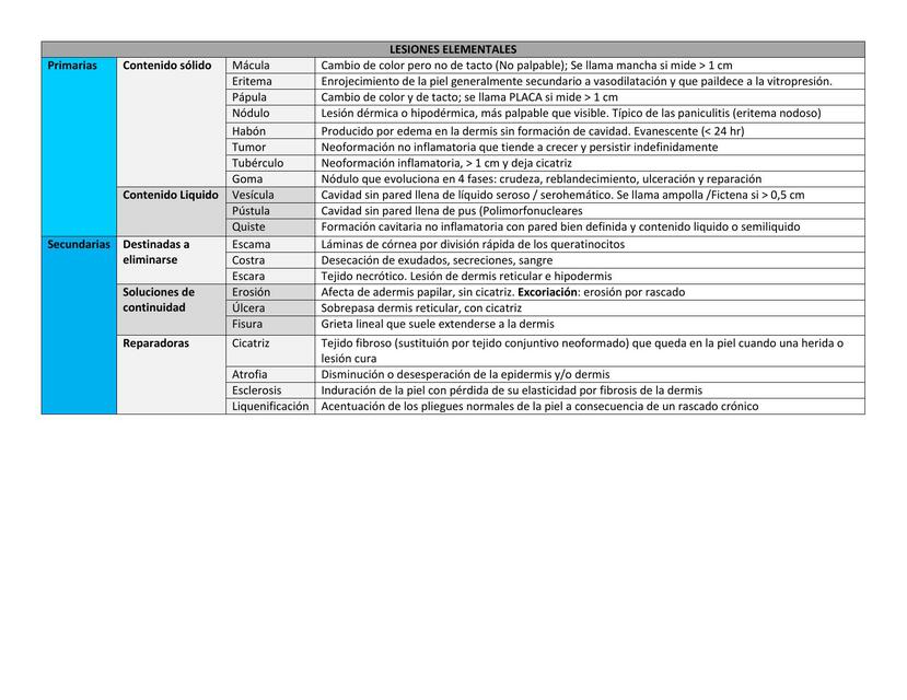 LESIONES ELEMENTALES | Alexandra Arriaga | uDocz