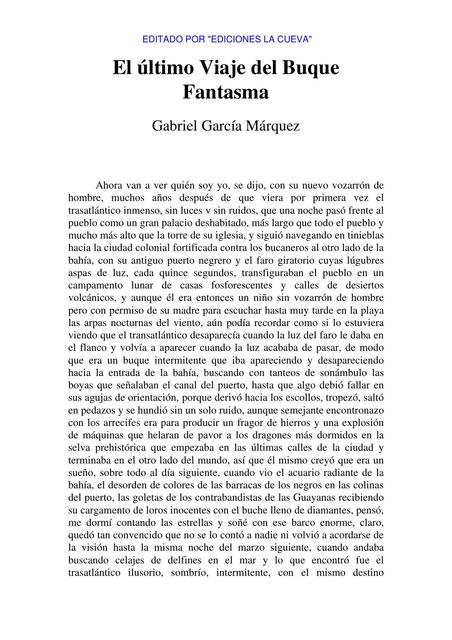 García Márquez Gabriel El último viaje del buque f | teddy luis garcia ...