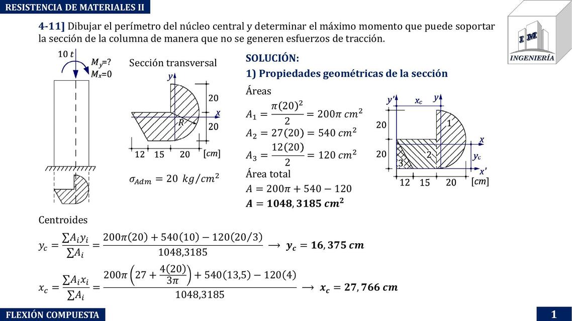 RESISTENCIA DE MATERIALES II FLEXION COMPUESTA EJE | ricardo cayo ...