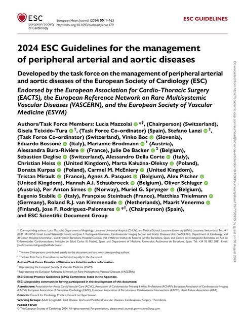GUÍA ESC 2024 MANEJO DE ENFERMEDAD ARTERIAL PERIFÉRICA Y AÓRTICA | C Altamirano, MD | uDocz