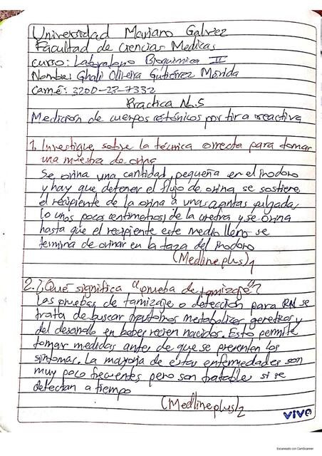 Práctica 5 bioquímica 2 | GHALI OLIVEIRA GUTIERREZ MERIDA | uDocz