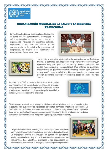 ORGANIZACIÓN MUNDIAL DE LA SALUD Y LA MEDICINA TRA | Alexandra Margoth ...