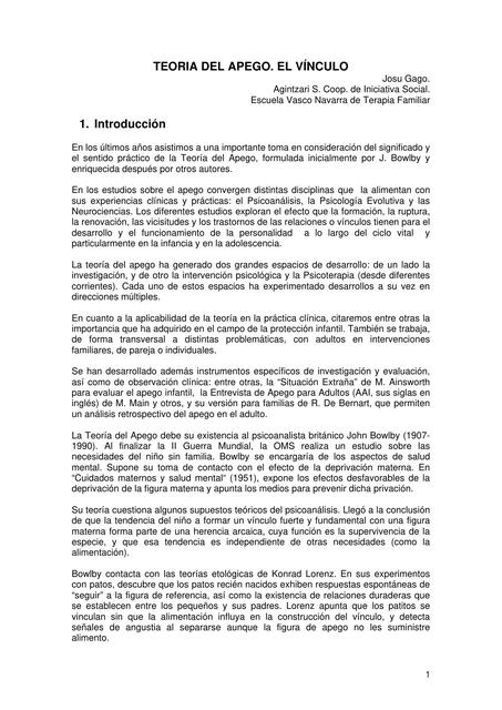 Teoria del apego El vinculo J Gago | META | uDocz