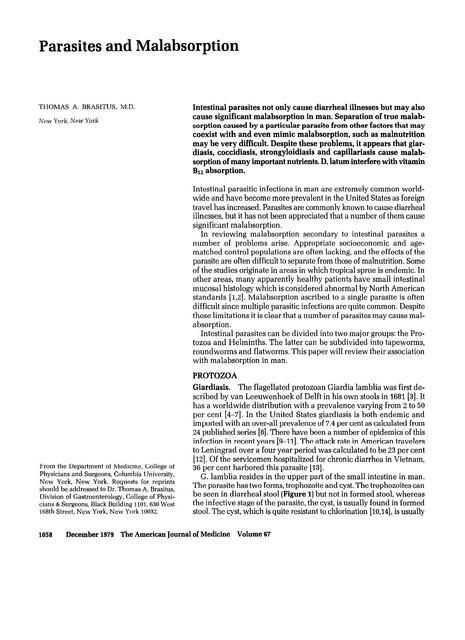 Parasites and malabsorption | Horvey | uDocz