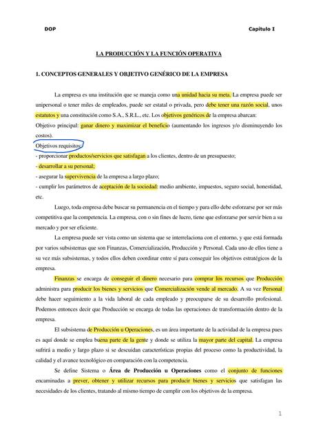 La Producción y la Función Operativa Separata | George | uDocz
