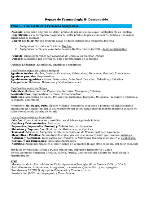 Repaso de Farmacología II | Genesis Altagracia | uDocz
