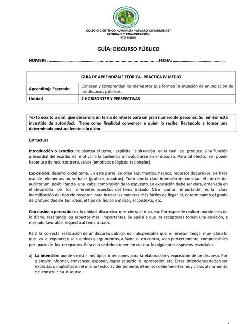 Esquema Del Discurso Ceremonial