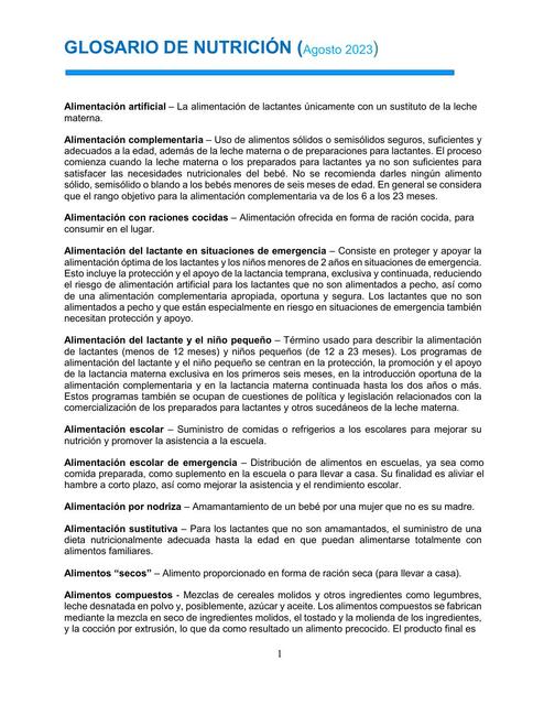 Flashcards de GLOSARIO DE NUTRICIÓN 7 pdf cooregido | Por Emily | uDocz