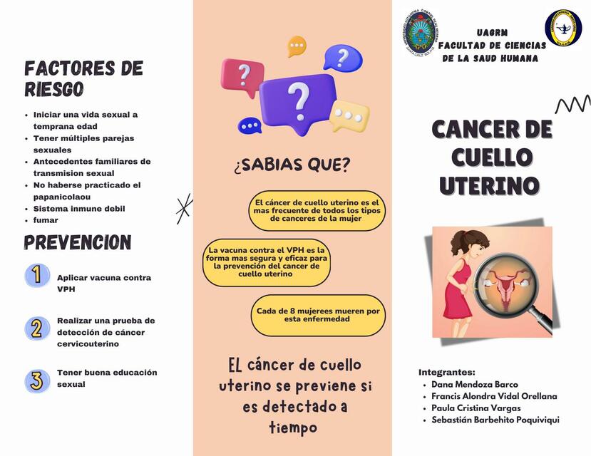 Tríptico de cáncer cérvico uterino | Dana Mendoza | uDocz
