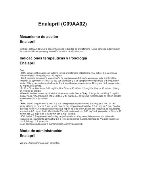 Enalapril | Aura Ester Peréz Rada | uDocz