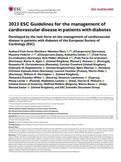 Guía ESC 2023 manejo de enfermedad cardiovascular en pacientes ...
