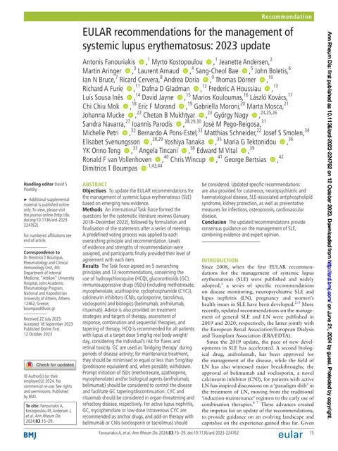 Guía EULAR 2023 Manejo de LES | Karen | uDocz