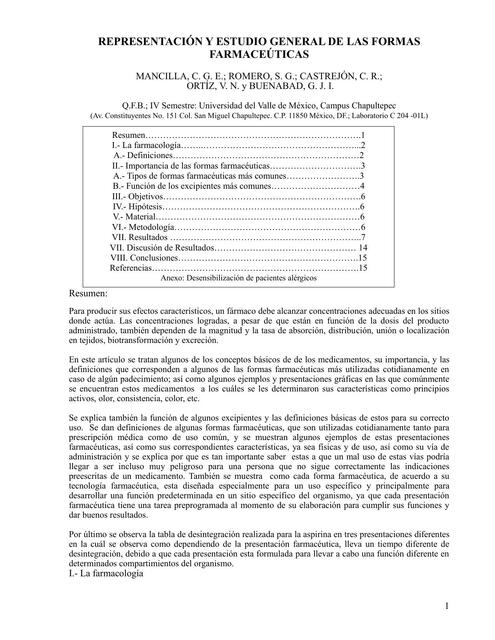 representacion de las formas farmaceuticas | Celeste Codutti | uDocz