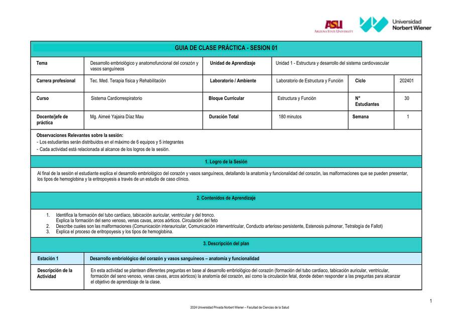 Guía de Práctica Sem 01 Sistema Cardiorrespiratori | Miriam | uDocz