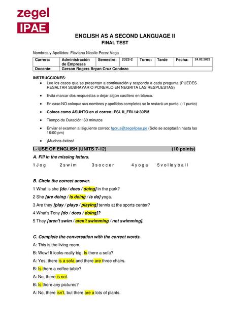 Inglés | Flaviana Perez | uDocz