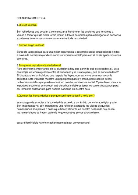 PREGUNTAS DE ETICA | José | uDocz