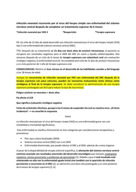 Caso clinico VHS neonatal | Mario Rojel | uDocz