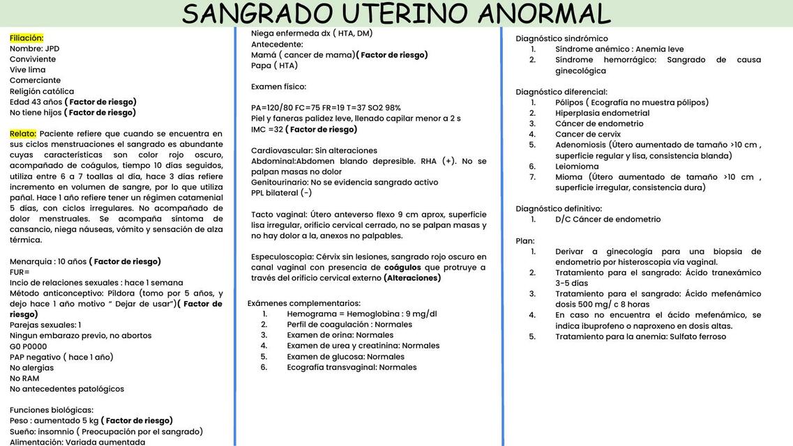 SANGRADO UTERINO ANORMAL/CASO CLÍNICO/ECOE | Medical student Kath ESGA🩺☀️ | uDocz