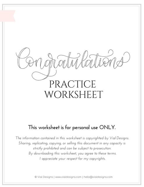 CONGRATULATIONS Free Calligraphy Worksheet by Vial | Sol | uDocz