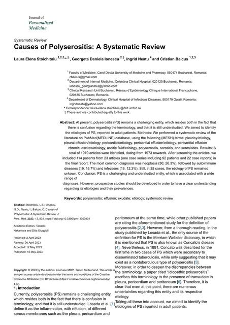 Poliserositis revisión sistemática | DAN ASTU | uDocz