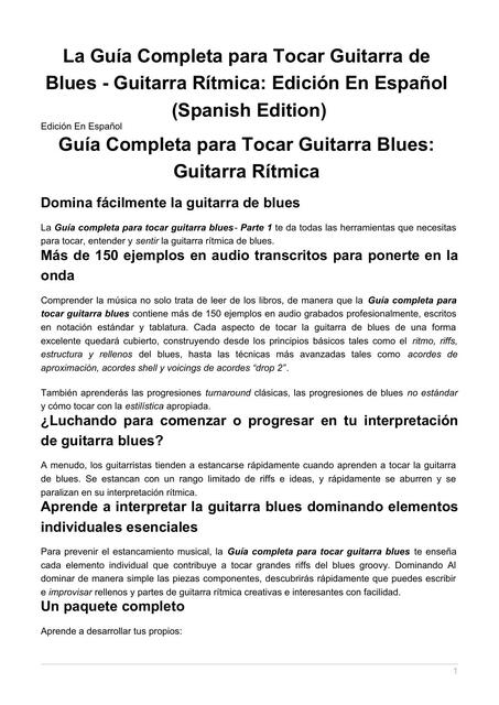 La Guía Completa para Tocar Guitarra de Blues Guit | Dommy | uDocz La Guía Completa para Tocar Guitarra de Blues Guit | Dommy | uDocz