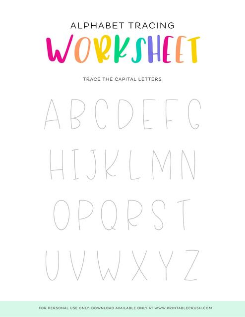 Alphabet Tracing Printable Crush