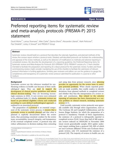 PRISMA P Statement Moher Sys Rev Jan | Sinencio | uDocz