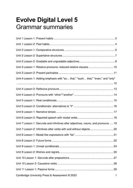 Evolve Digital Level 5 Grammar summaries | Dani | uDocz