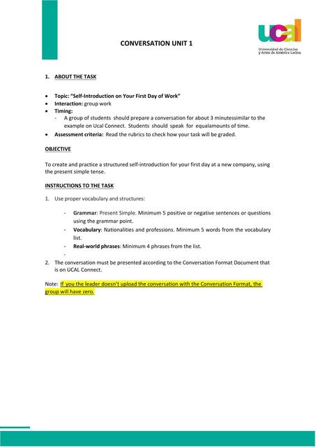 UNIT 1 Written Conversation | Renzo Fabian | uDocz