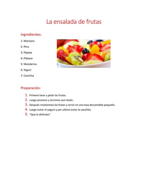 La ensalada de frutas | Pilar Pillaca Peñafiel | uDocz