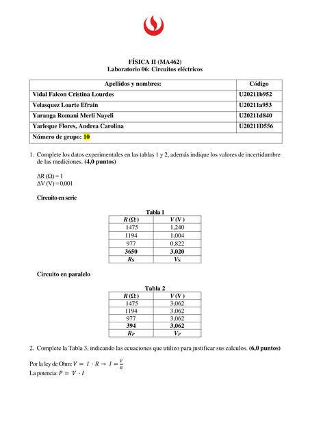 Reporte De Laboratorio 06 De Física Ii A Distancia Andrea Carolina