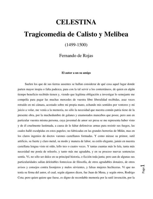 La Celestina autor Fernando de Rojas | META | uDocz