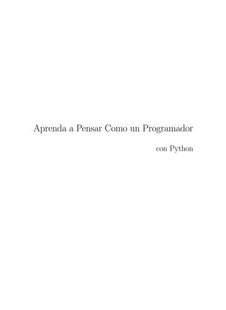 Aprenda a Pensar Como un Programador con Python Al | META | uDocz