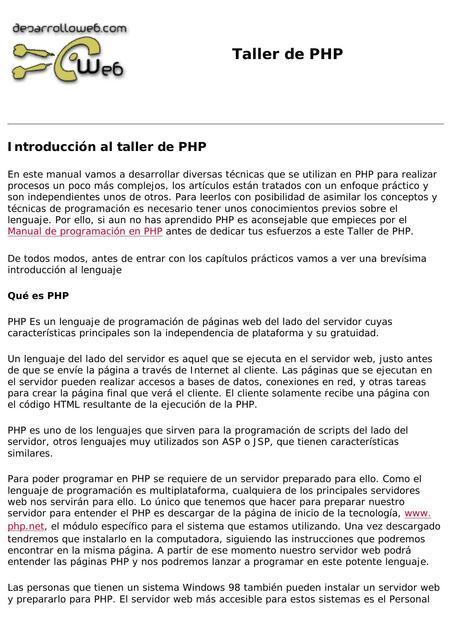 Taller de PHP | META | uDocz