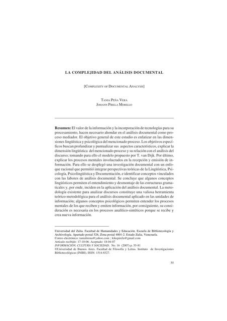 La complejidad del análisis documental | META | uDocz