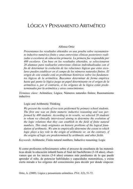 Lógica y pensamiento aritmético | META | uDocz