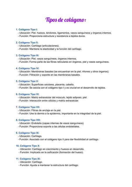 TIPOS DE COLÁGENO | Flor De Maria | uDocz