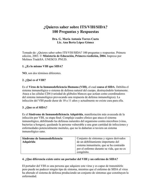 100 preguntas y respuestas VIH SIDA | Jhory | uDocz