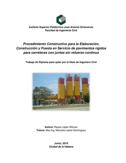 Tesis Raysa Lopez Alfons ISPJAE Procedimiento cons | Richard Cardenas ...