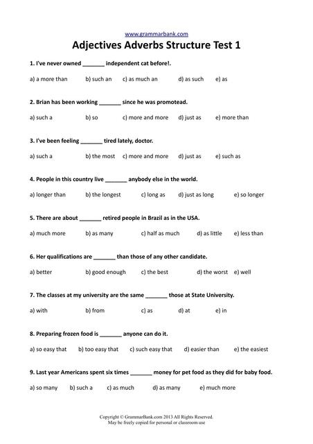 Adjectives Adverbs Structure Test ingles | META | uDocz Adjectives Adverbs Structure Test ingles | META | uDocz