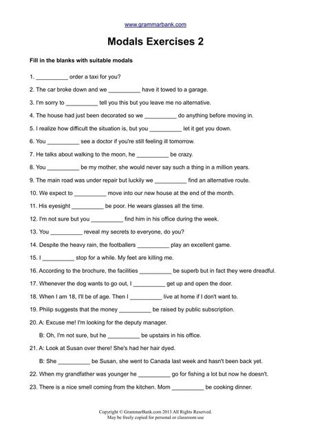 Modals Exercises | META | uDocz