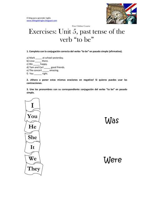 Exercises Unit 5 past tense of the verb to be a | META | uDocz