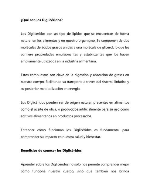 Qué son los Diglicéridos | Biólogos y genética | uDocz