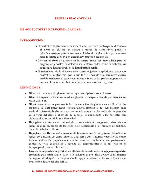 HEMOGLUCOTEST PRACTICA | Dr. ENRIQUEZ ARGOTE | uDocz